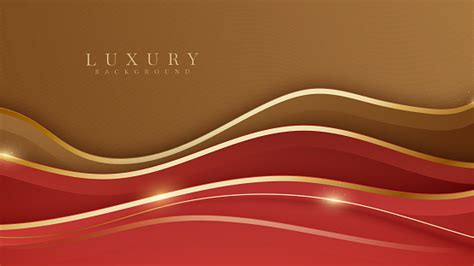 빨간색 음영의 황금 곡선은 갈색 배경과 겹칩니다 사실적인 럭셔리 디자인 스타일 3d 모던 컨셉 0명에 대한 스톡 벡터 아트 및 기타 이미지 Istock