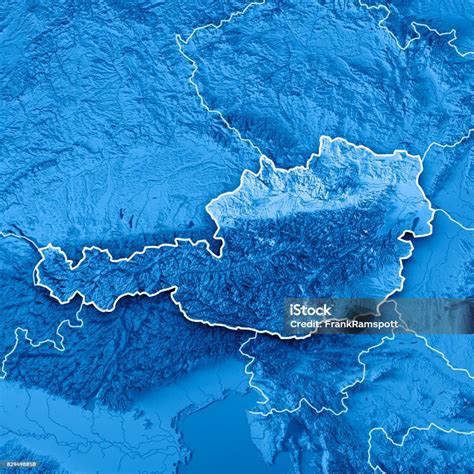 오스트리아 국가 3d 렌더링 지형 지도 파란 국경 지형도에 대한 스톡 사진 및 기타 이미지 지형도 파란색 3차원 형태 Istock