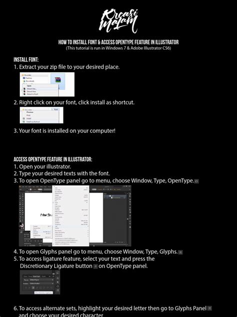 How To Install Font And Access Opentype Feature In Illustrator Pdf