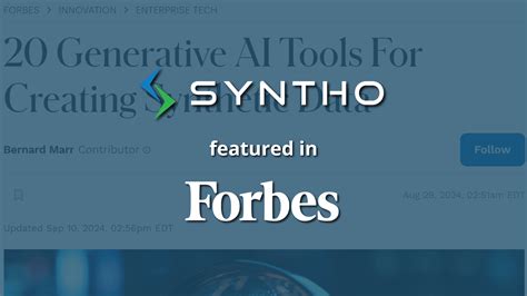 Syntho 被《福布斯》评为顶级合成数据生成 Ai 工具
