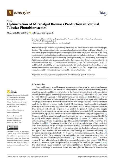Pdf Optimization Of Microalgal Biomass Production In Vertical Tubular Photobioreactors
