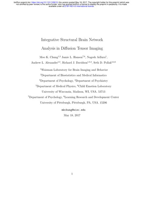 Pdf Integrative Structural Brain Network Analysis In Diffusion Tensor