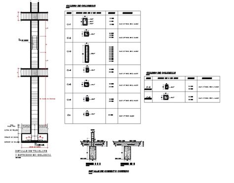 Column And Foundation Section Table Autocad File Foundation Column Autocad