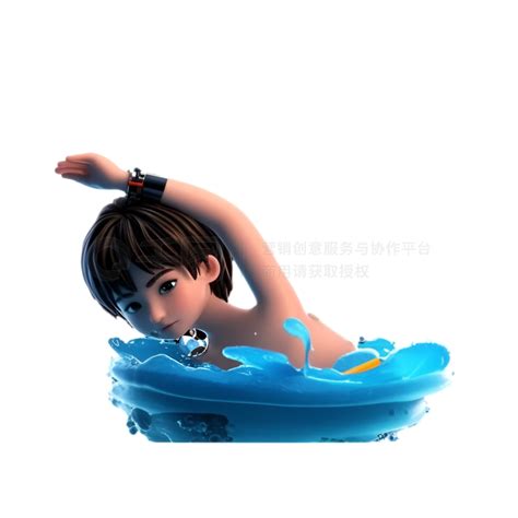 3d渲染ai数字艺术 3d手绘游泳的男孩插画卡通风3d渲染儿童夏日泳池漂浮游泳插画 Ai立体元素免费下载png格式2048像素编号71509483 千图网