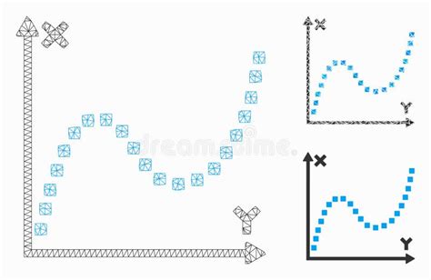dotted plot vector mesh wire frame model and triangle mosaic icon stock