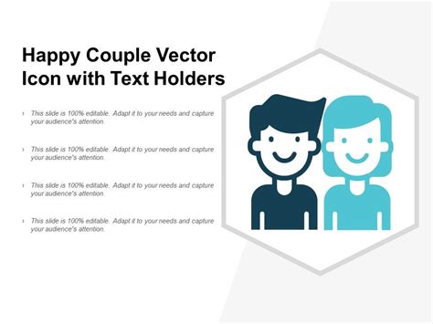 happy couple vector icon with text holders ppt powerpoint presentation