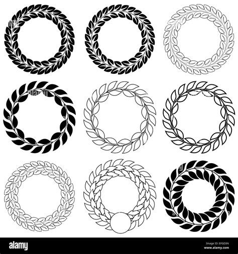 Set Laurel Wreath On The White Background Vector Illustration Stock Photo Alamy