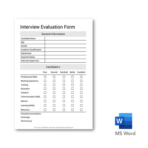 Interview Evaluation Form Template High Quality Templates