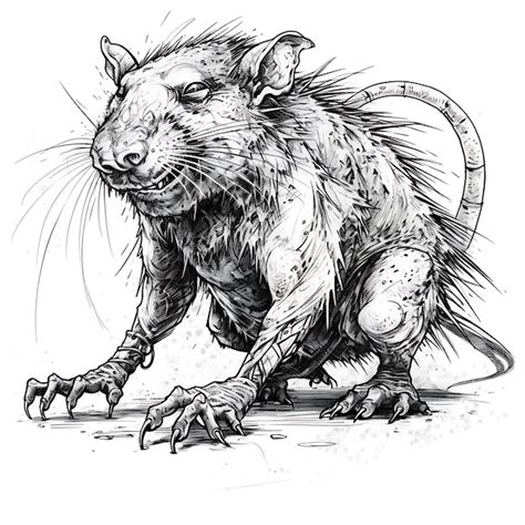 A Drawing Of A Rat With Claws And Claws On Its Feet Premium Ai