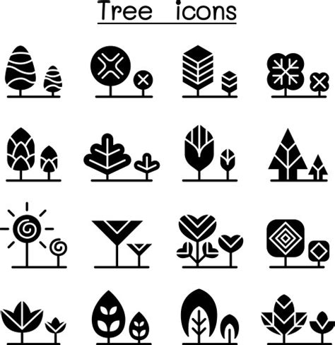 Set Minimal Trees Linear Icons Royalty Free Vector Image