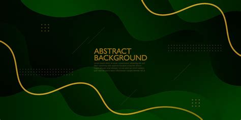Dark Green Wave Background With Simple Shape And Gold Lines Pattern Simple Wave Green Design