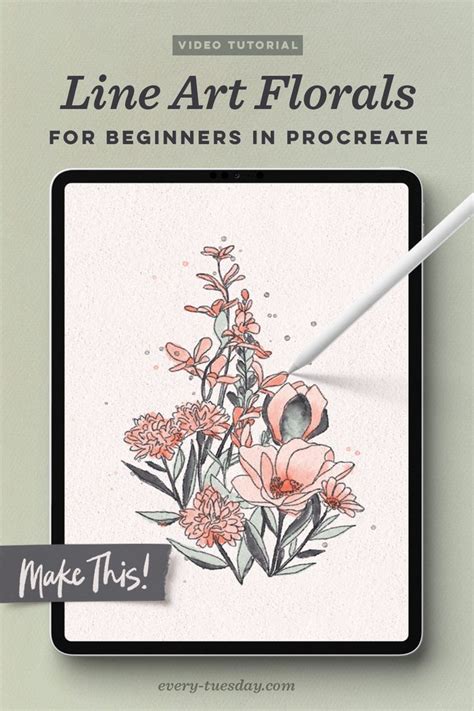Line Art Florals For Beginners In Procreate Every Tuesday In 2025 Line Art Procreate
