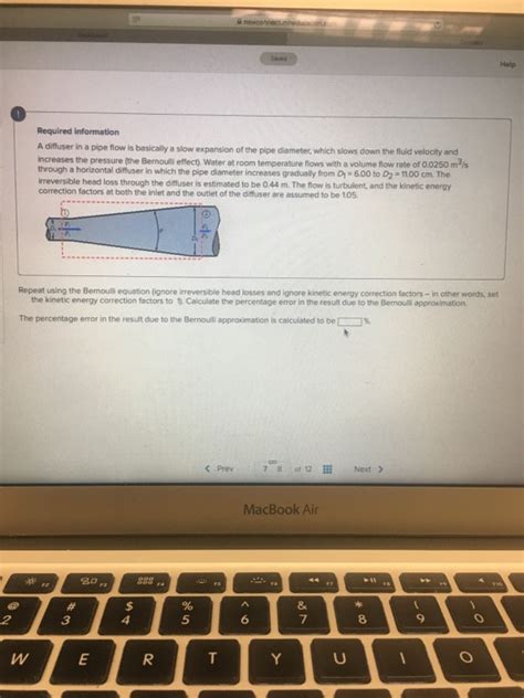 solved a diffuser in a pipe flow is basically a a slow