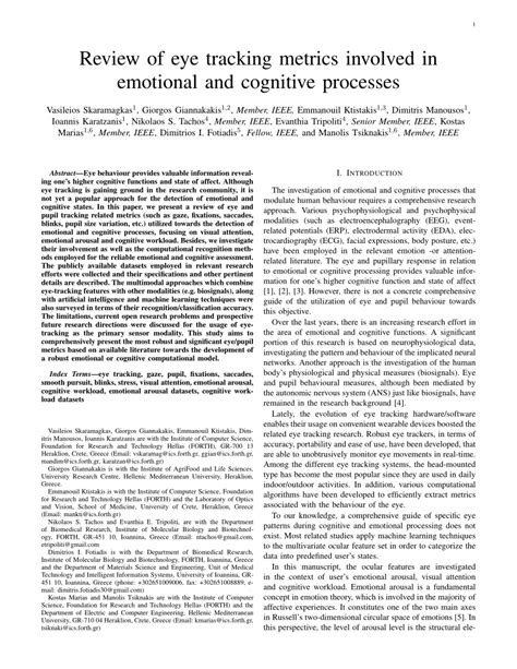 Pdf Review Of Eye Tracking Metrics Involved In Emotional And Cognitive Processes