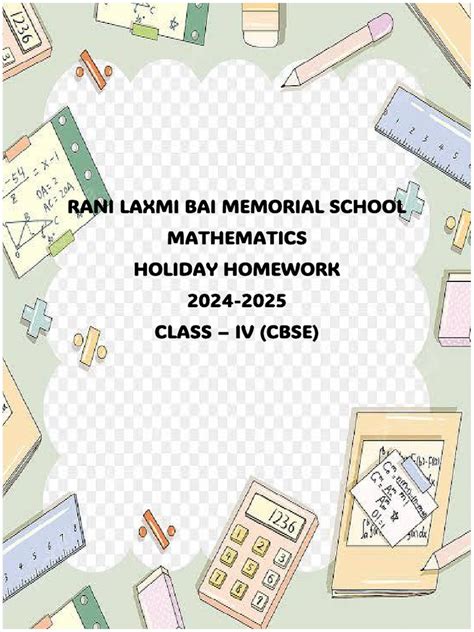 Class Iv Mathematics Holiday Homework Pdf