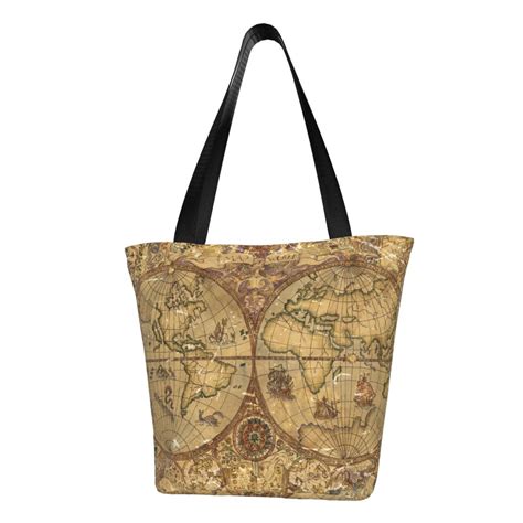 Kll Tote Bag For Women World Map1 Print Shopping Grocery Reusable Bags