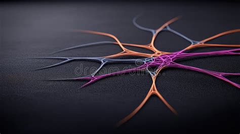 Abstract Neuron Structure With Colorful Connections On Dark Background Intricate Design