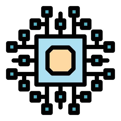 Computer Cpu Icon Color Outline Vector Vector Art At Vecteezy