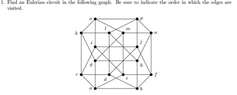 solved find an eulerian circuit in the following graph be