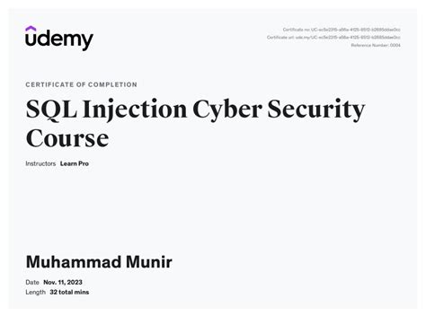Muhammad Munir On Linkedin Udemy Sql Sqlinjection Cybersecurity Udemy