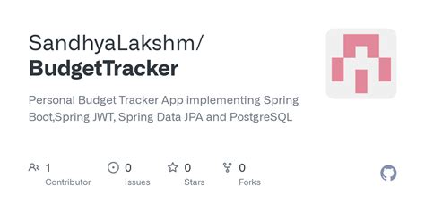 GitHub SandhyaLakshm BudgetTracker Personal Budget Tracker App Implementing Spring Boot