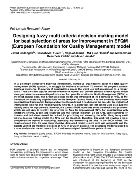 Pdf Designing Fuzzy Multi Criteria Decision Making Model For Best Selection Of Areas For