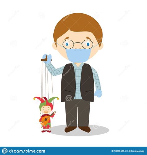 Puppeteer With Puppet Doll Sketch Vector CartoonDealer Com