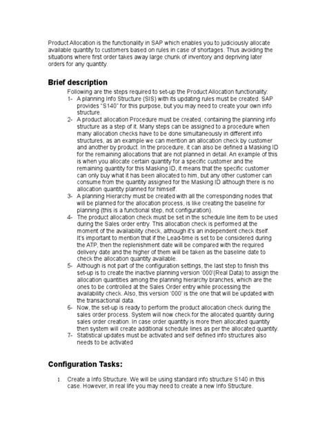 Product Allocation In Sap Pdf Logistics Macro Computer Science