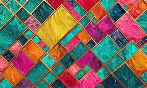 Vibrant Abstract Pattern Overlapping Diamond Shapes In Various Colors Including Pink Blue