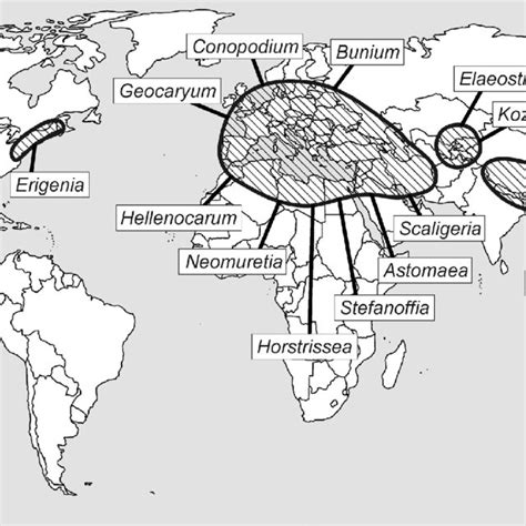 The Geographical Distribution Of Monocotylar Genera Of Apiaceae