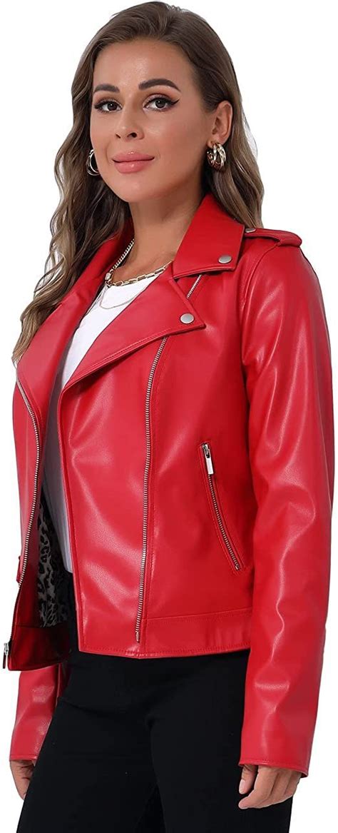 Chaqueta De Moto De Piel Sintética Con Textura Corta Con Cremallera Para Arriba Slim Pu Biker