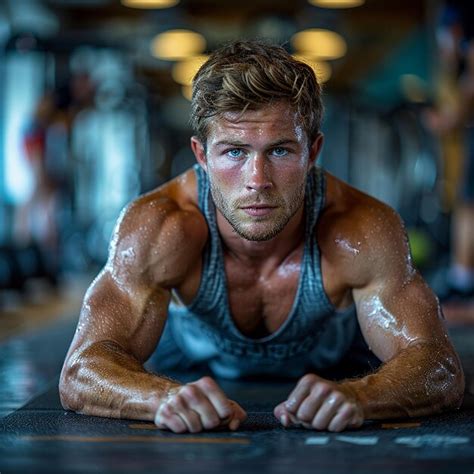 Man Performing Perfect Pushups Premium Ai Generated Image