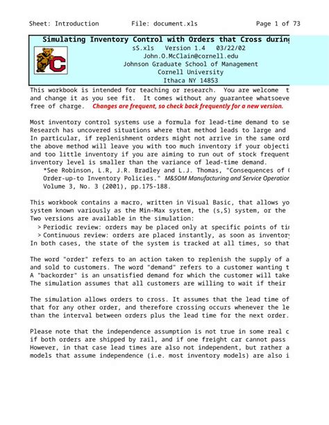 Xls Inventory Simulation Dokumentips