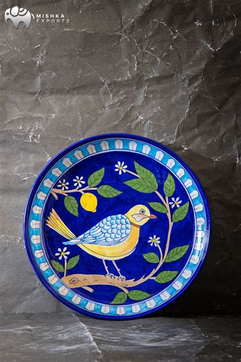 Blue Hand Building Feathered Perch Pottery Plate At Rs 2500piece In Jaipur