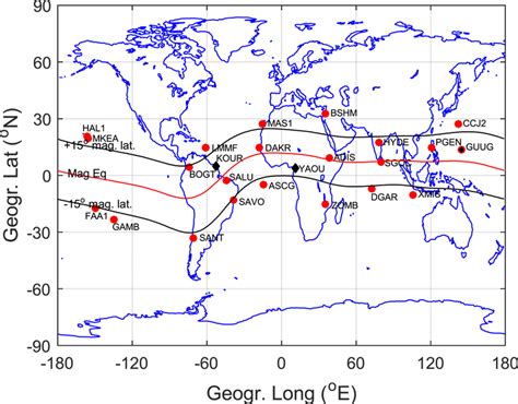 A Map Showing The Gnss And Magnetometer Stations The Red Filled