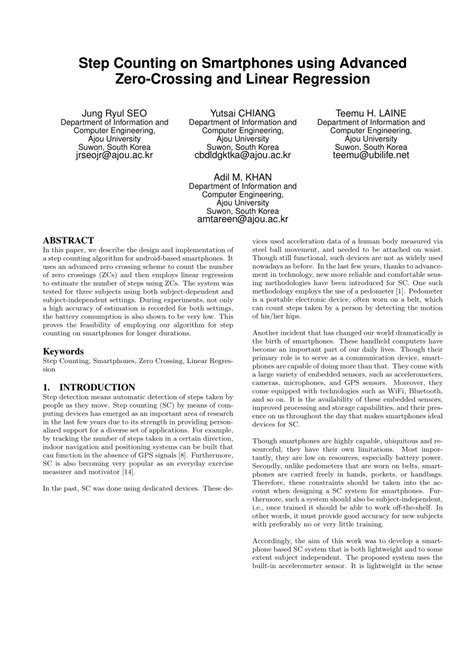 Pdf Step Counting On Smartphones Using Advanced Zero Crossing And Linear Regression