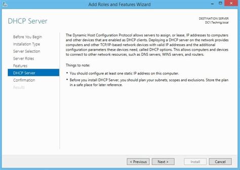 install and configure dhcp server on windows server 2012 r2 technig