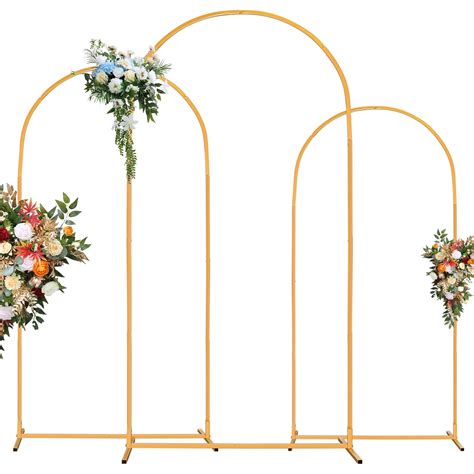 Dovnis Arch Backdrop Stand Set Of 3 Gold Metal Arch Stand Wedding Arch Frame 7 2ft 6 6ft 6ft