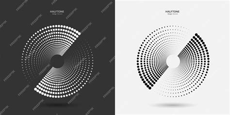 Premium Vector | Black and white circles of dotted halftones with a ...