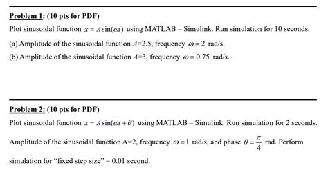 Solved Problem 1 10 Pts For Pdf Plot Sinusoidal Function