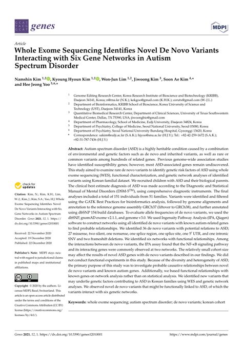 Pdf Whole Exome Sequencing Identifies Novel De Novo Variants