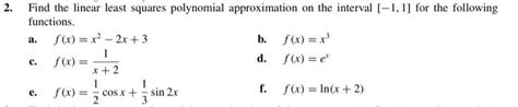 Solved Find The Linear Least Squares Polynomial Chegg
