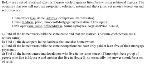Solved Below Are A Set Of Relational Schema Express Each Of Chegg Com