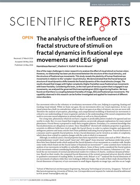 Pdf The Analysis Of The Influence Of Fractal Structure Of Stimuli On