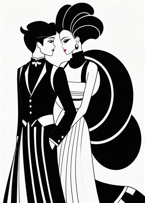 Art Deco Chic Couple Poster By Monlart Displate