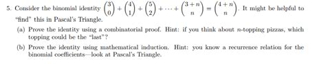 Solved N Consider The Binomial Identity Chegg