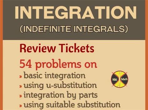 Integration Review Practice 6 Tickets 54 Problems Teaching Resources