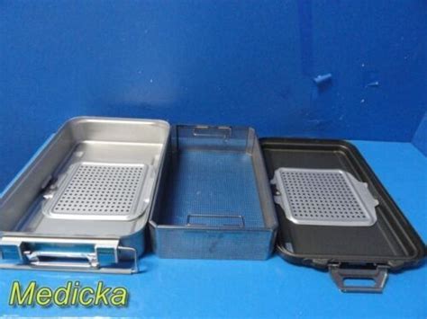 Used Aesculap Bd V Mueller Genesis Sterilization Container W Instrument Basket For Sale
