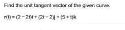Solved Find The Unit Tangent Vector Of The Given Curve Chegg