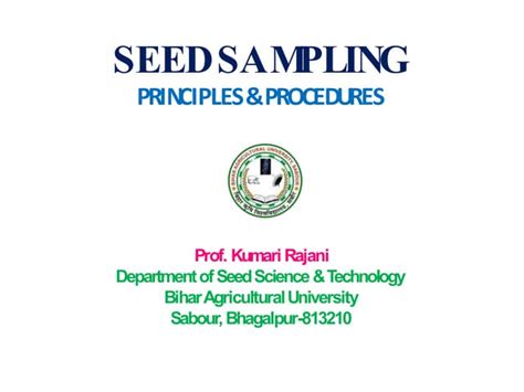 Seed Sampling And Testing Pptx